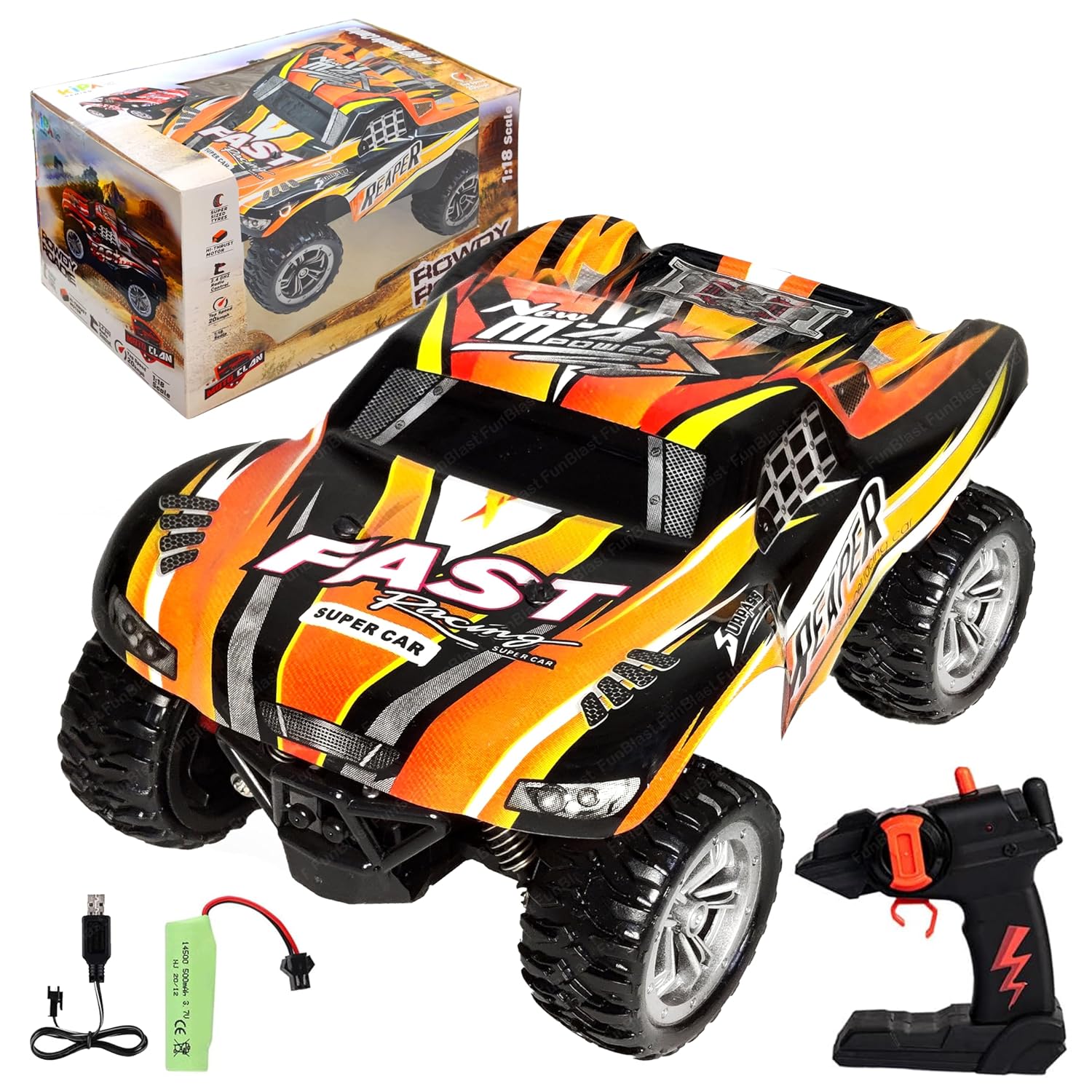 FunBlast Remote Control Car – Rowdy Roadie Car Toy, 2.4GHz Remote ...
