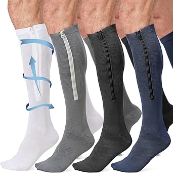 Amazon.com: Men Zipper Compression Socks Colorful 20-30mmhg Compression ...