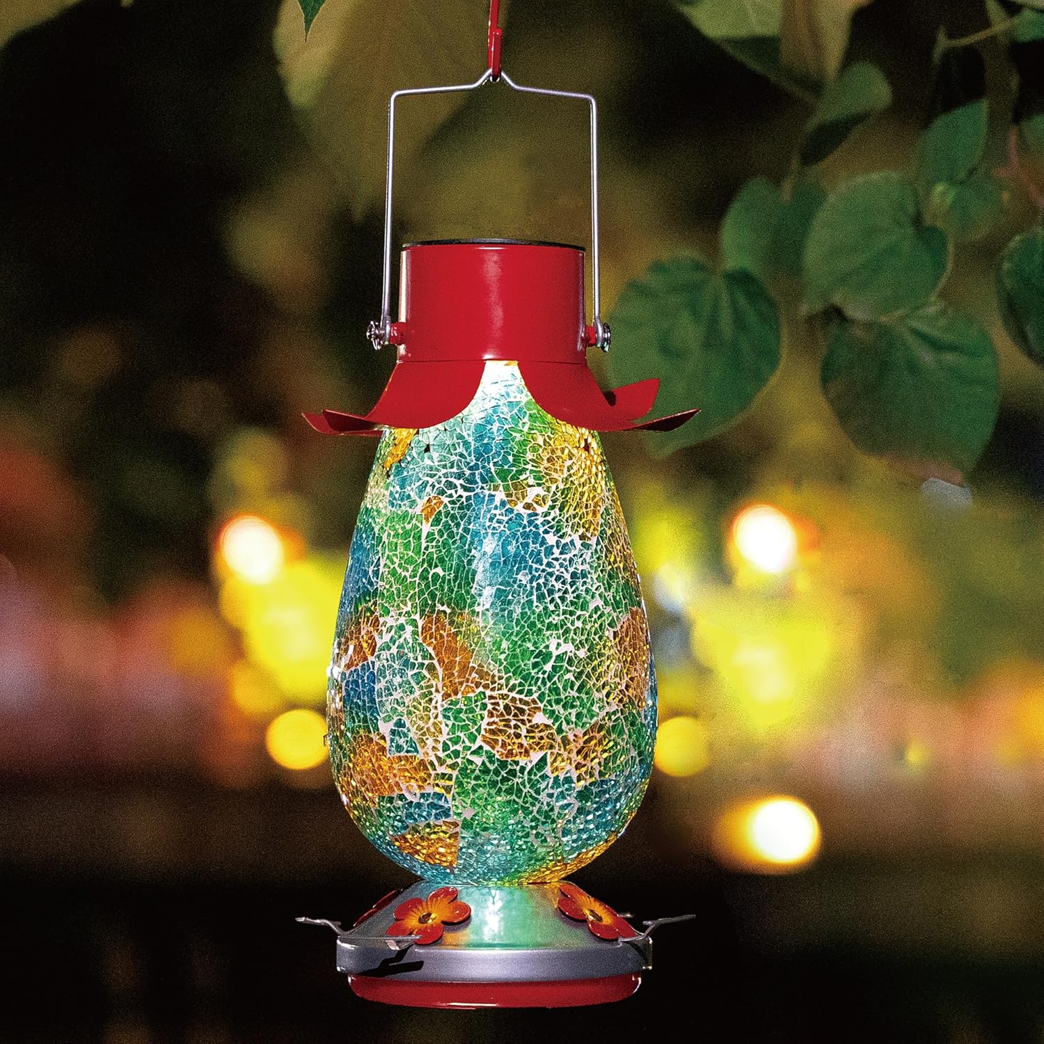 Amazon.com : MKLZ LED Solar Hummingbird Feeder for Outdoors 40 oz, Teal ...