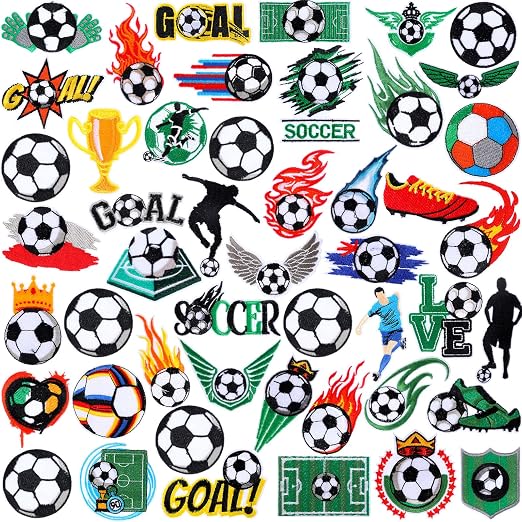Amazon.com: Tigeen 48 Pcs Soccer Iron on Patches Sports Ball Iron on ...