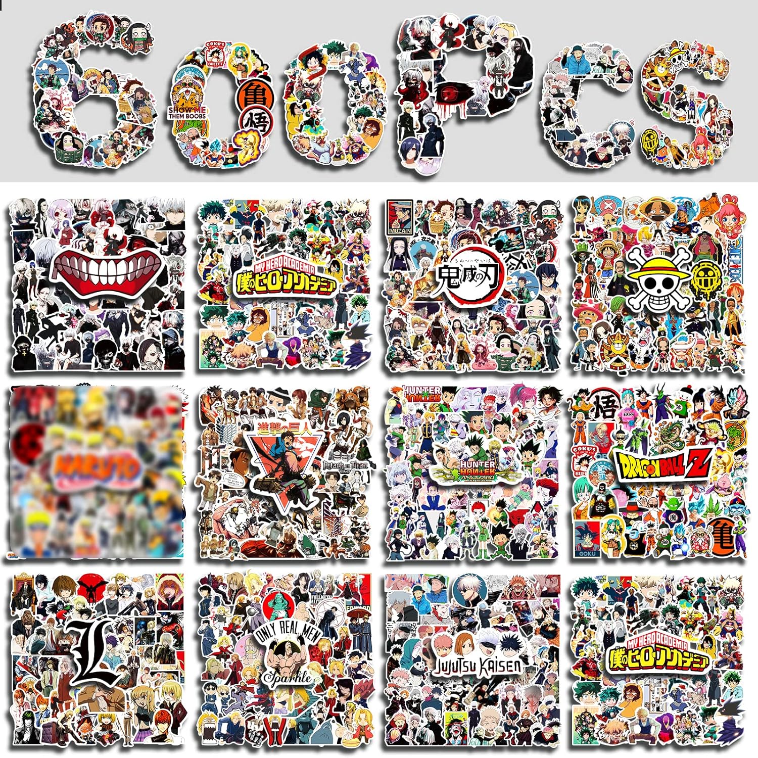Amazon.com: Anime Stickers Mixed Pack,600Pcs Mixed with Classic Anime ...