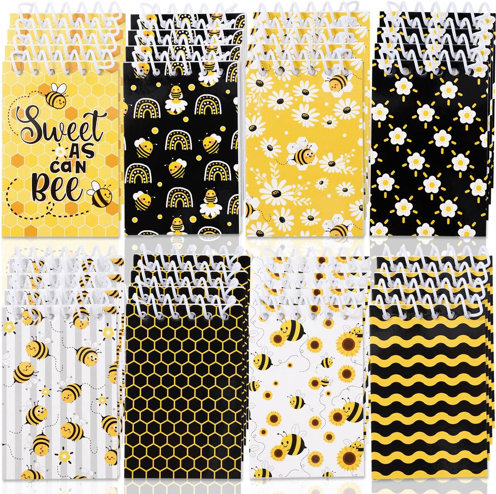 Amazon.com : Fainne 48 Pack Mini Spiral Notepads Cute Bee Notebook ...