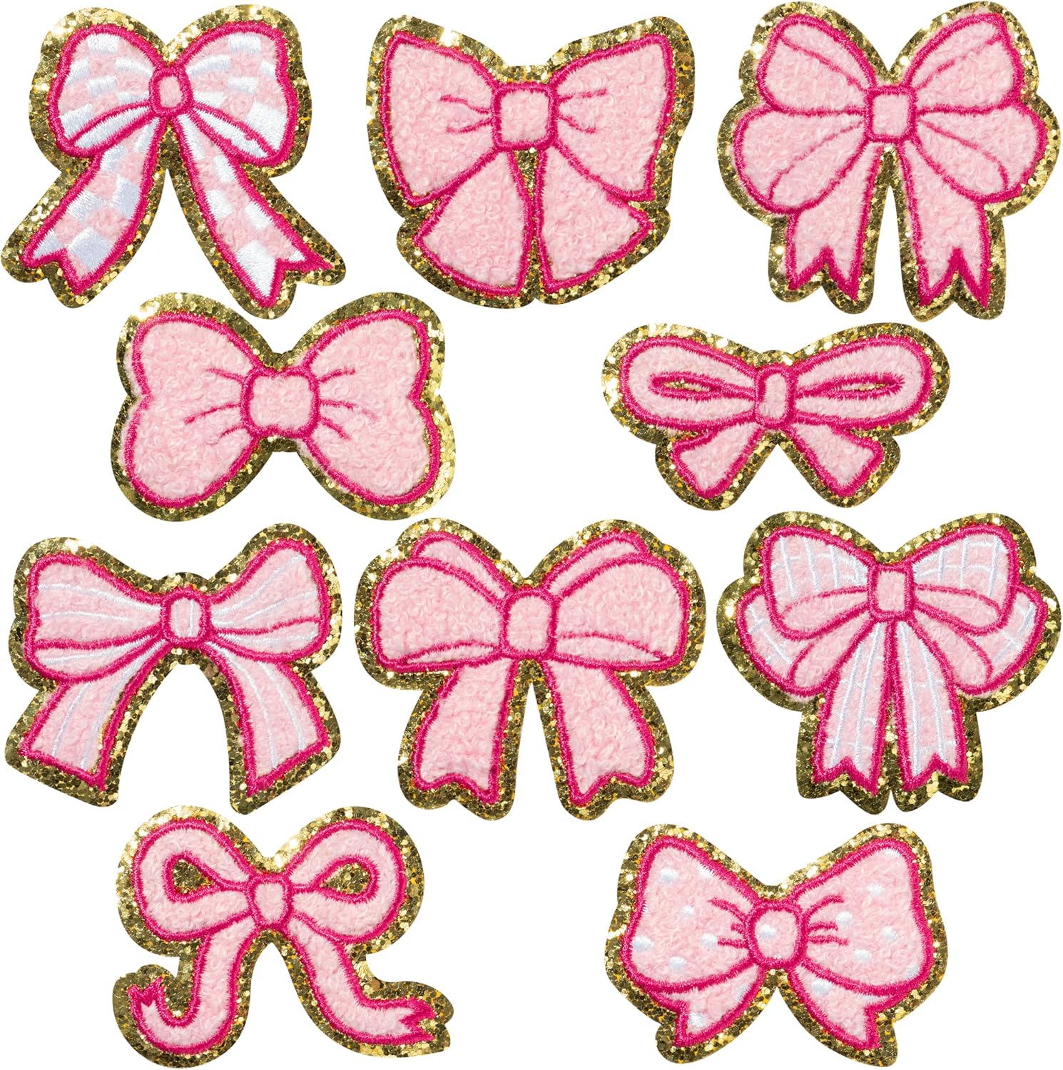 Amazon.com: Bow Chenille Iron on Patches - 10Pcs Coquette Pink Bow ...