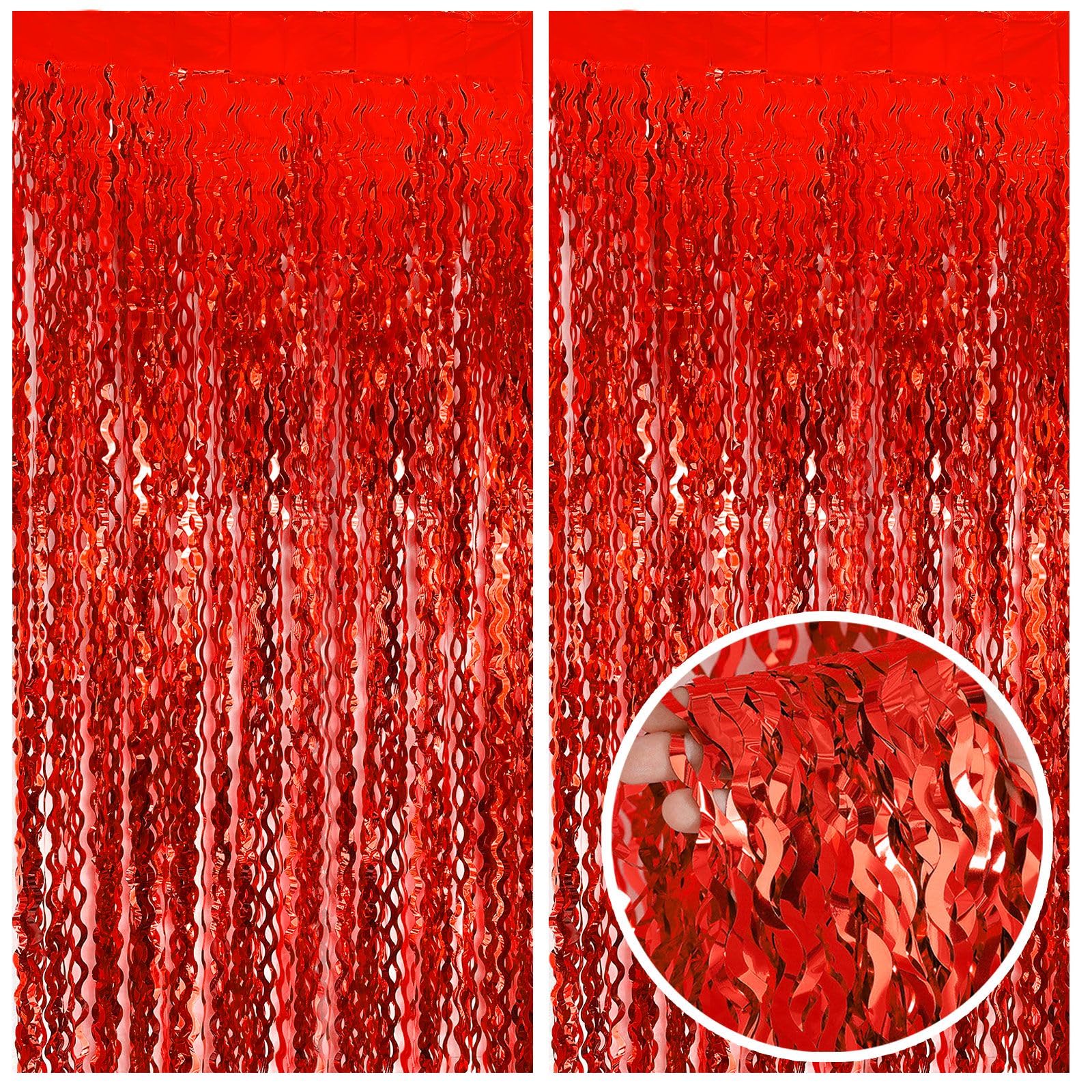 Amazon.com: Red Streamers Party Backdrop Curtains Foil Curtains ...