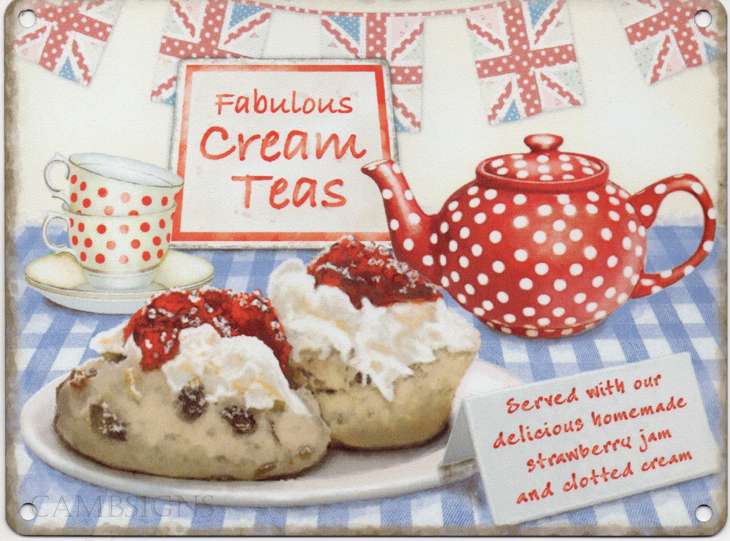 Fabulous Cream Teas Metal Advertising Sign (Large Format), S : Amazon ...