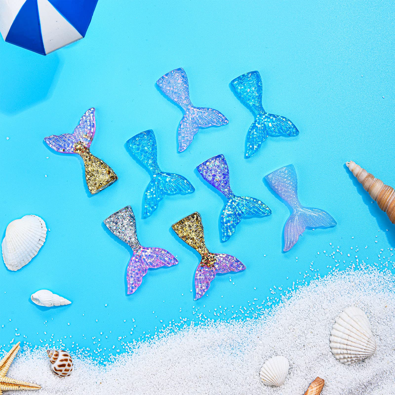 Snapklik.com : Blulu 36 Pieces Acrylic Mermaid Tails Cupcake Toppers ...