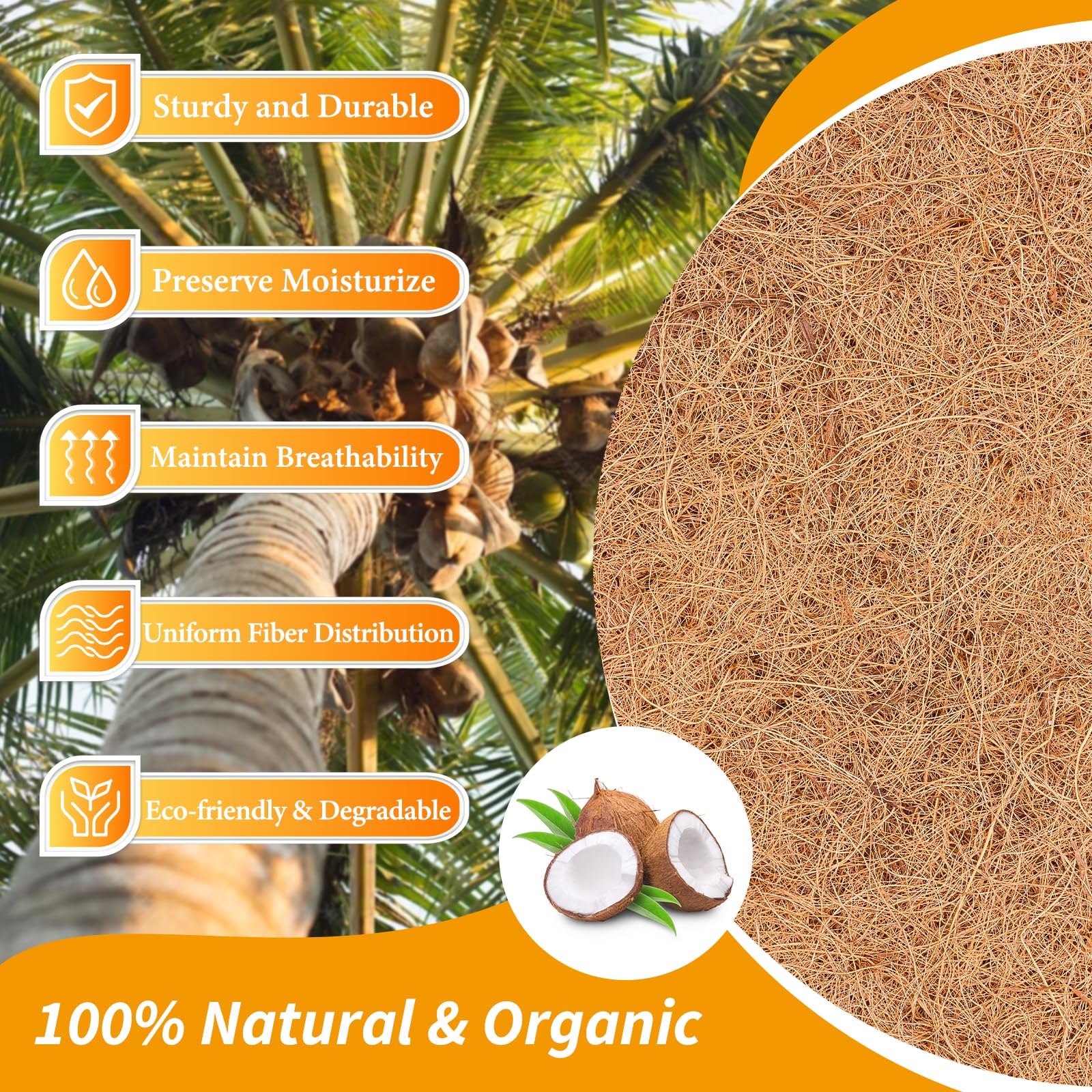 Snapklik.com : 2 Pack Natural Coco Liner Roll, 31X80 Inch Coconut ...