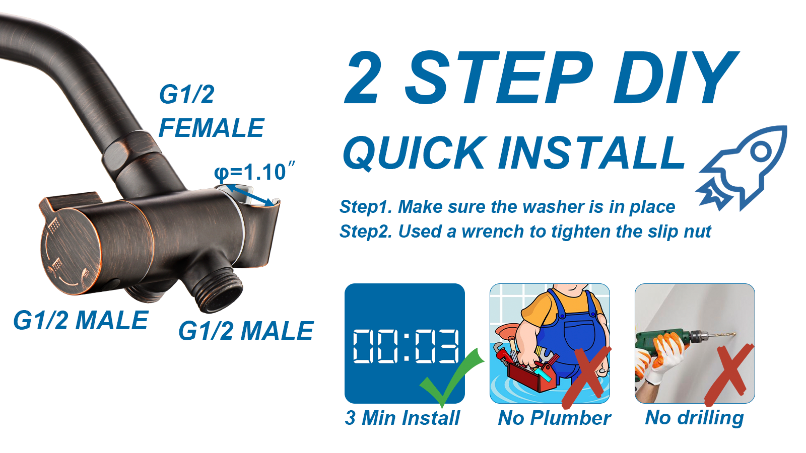 Watch 2 Step Quick Installation of 3-Way Shower Diverter Valve on ...