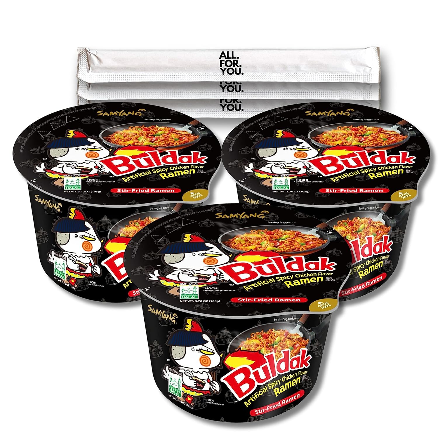 Amazon.com: Buldak Ramen Noodles - Original Flavor - Big Bowl 3 Pack ...
