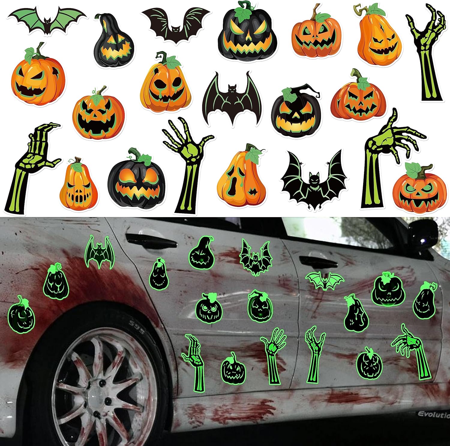 Amazon.com: 21PCS Halloween Car Magnets Decorations - Magnetic Glow-in ...