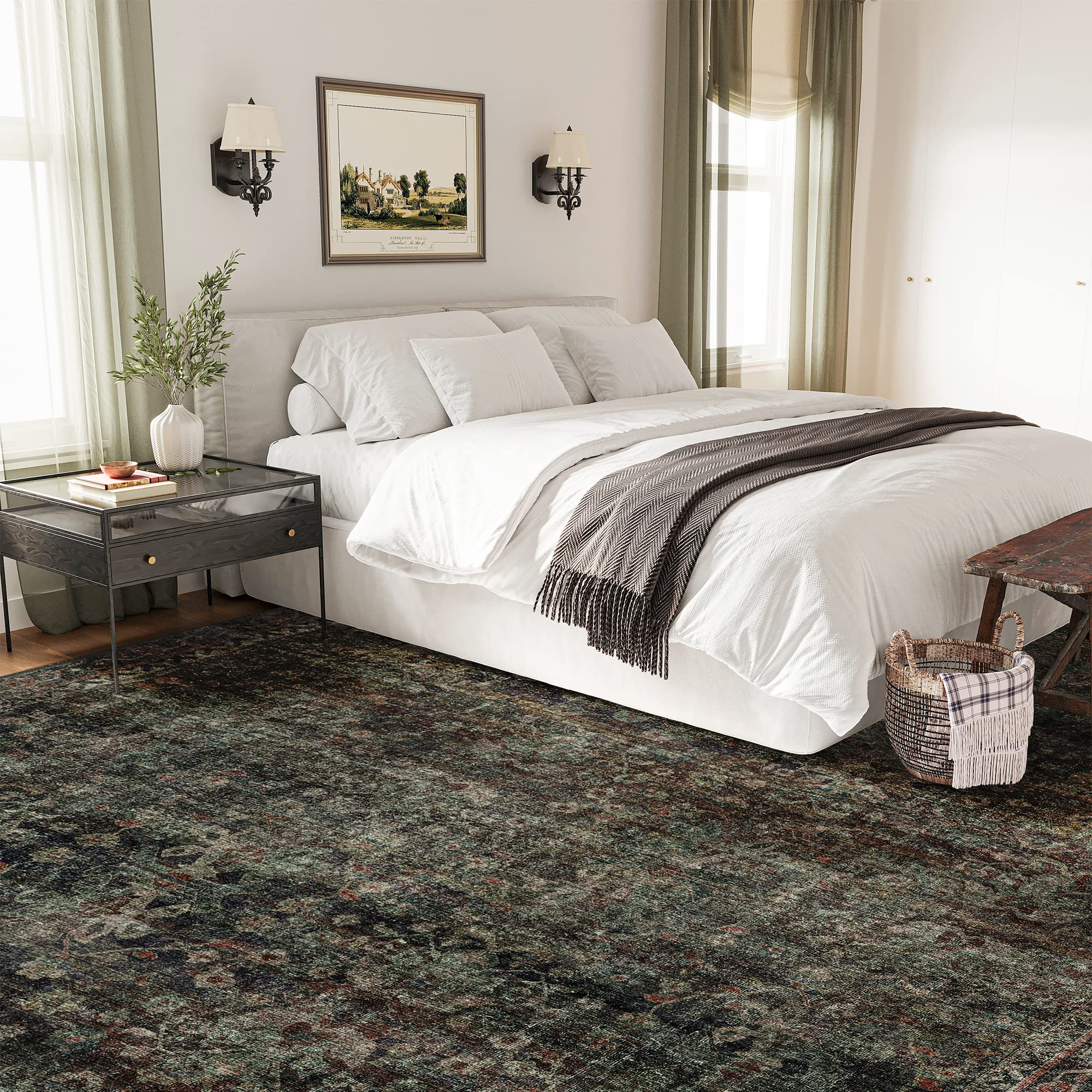 Washable Rug 9x12 - Stain Resistant Vintage 9x12 Area Rug, Super Soft ...