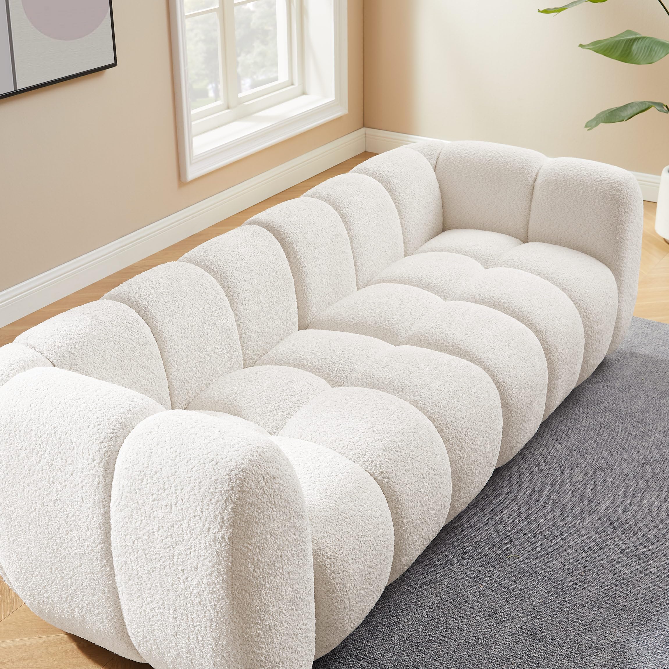 ((INCOMPLETE )) 89" Oversized Boucle Sofa Couch, Modern Upholstered ...