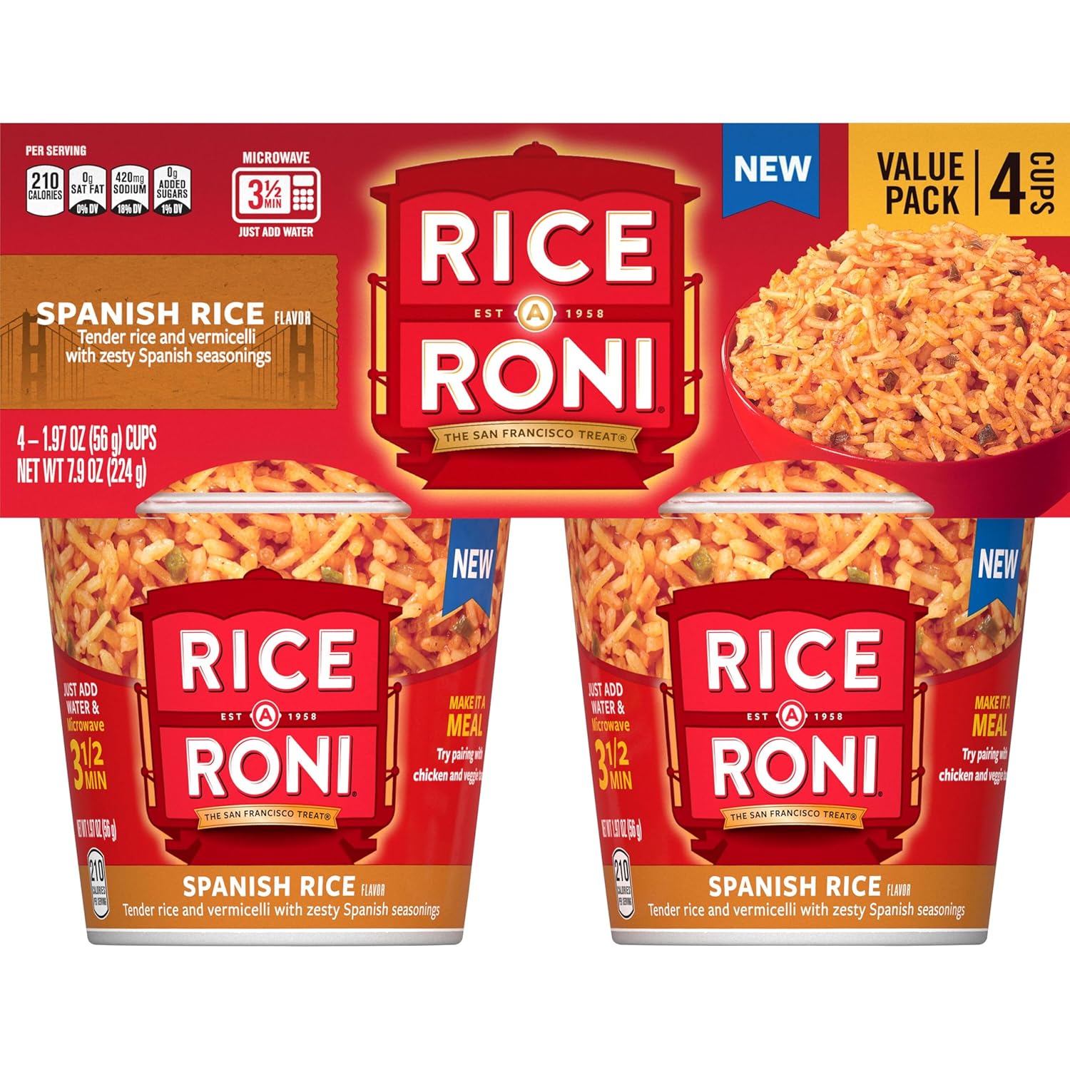 Amazon.com : Rice-A-Roni Cups, Spanish Rice, 2.11 Oz, 4 Pack : Grocery ...