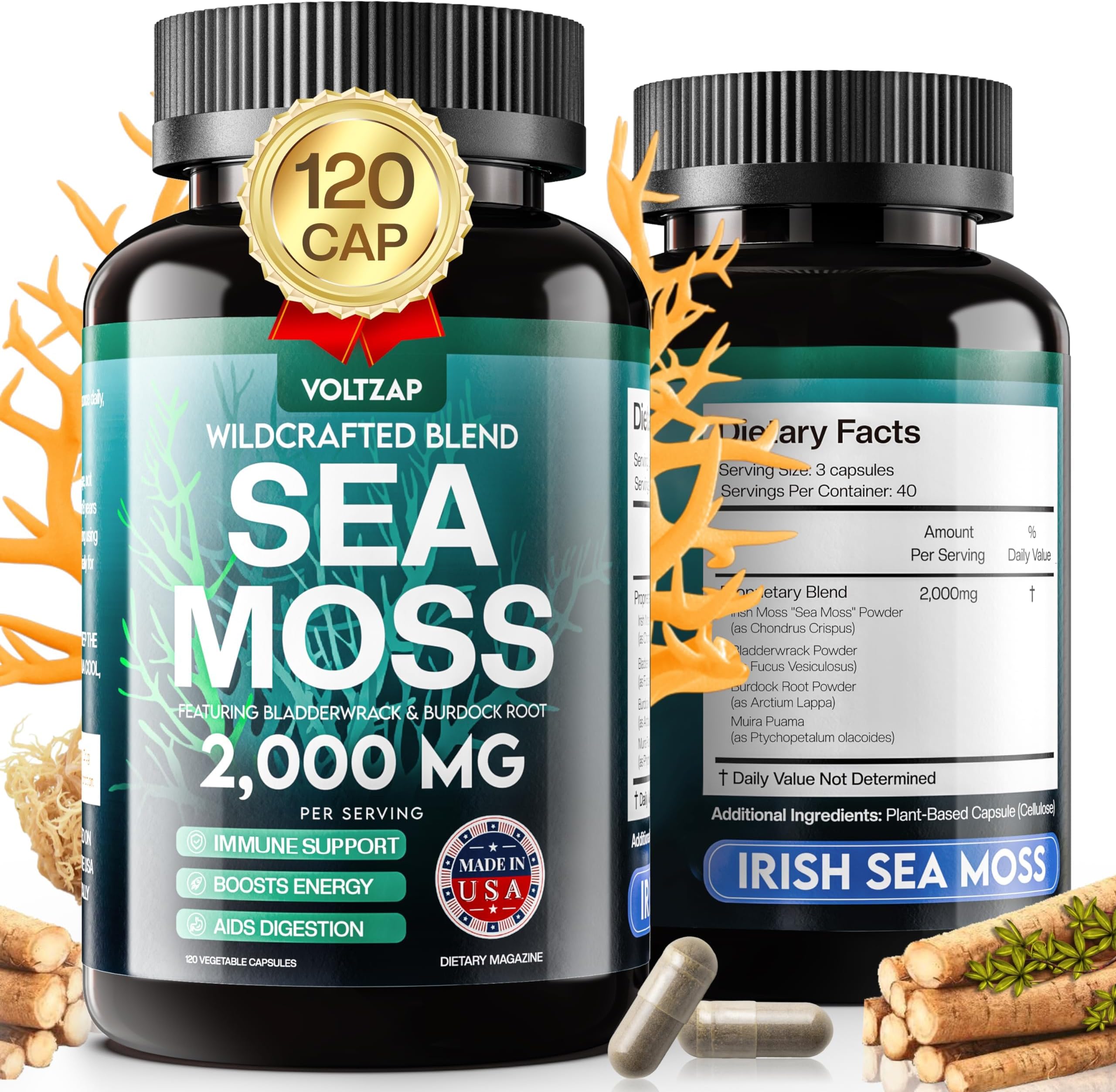 Amazon.com: VOLTZAP Sea Moss Capsules 2000mg: Irish Sea Moss - Burdock ...