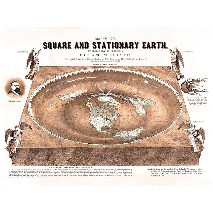 Buy Flat Earth Map - Map of the Square and Stationary Earth -Orlando ...