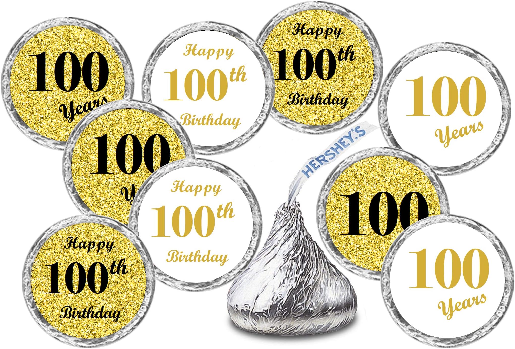 Amazon.com: Black and Gold 100th Birthday Party Favor Stickers - 180 ...