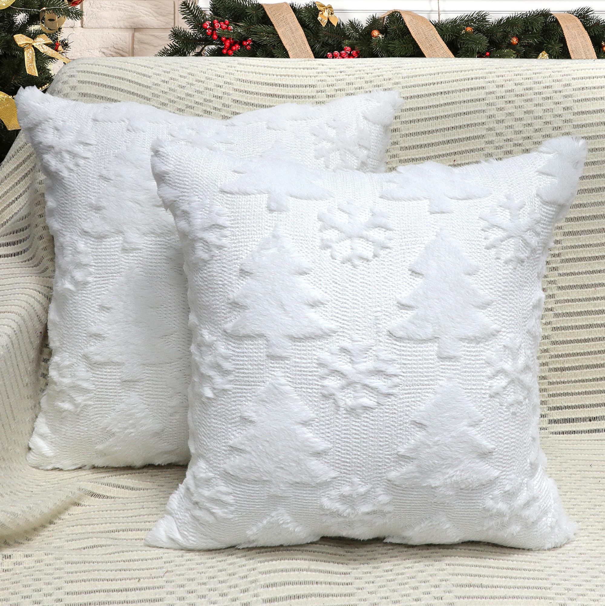 Amazon.com: 4TH Emotion Christmas Snowflake Tree Decorative Pillow ...