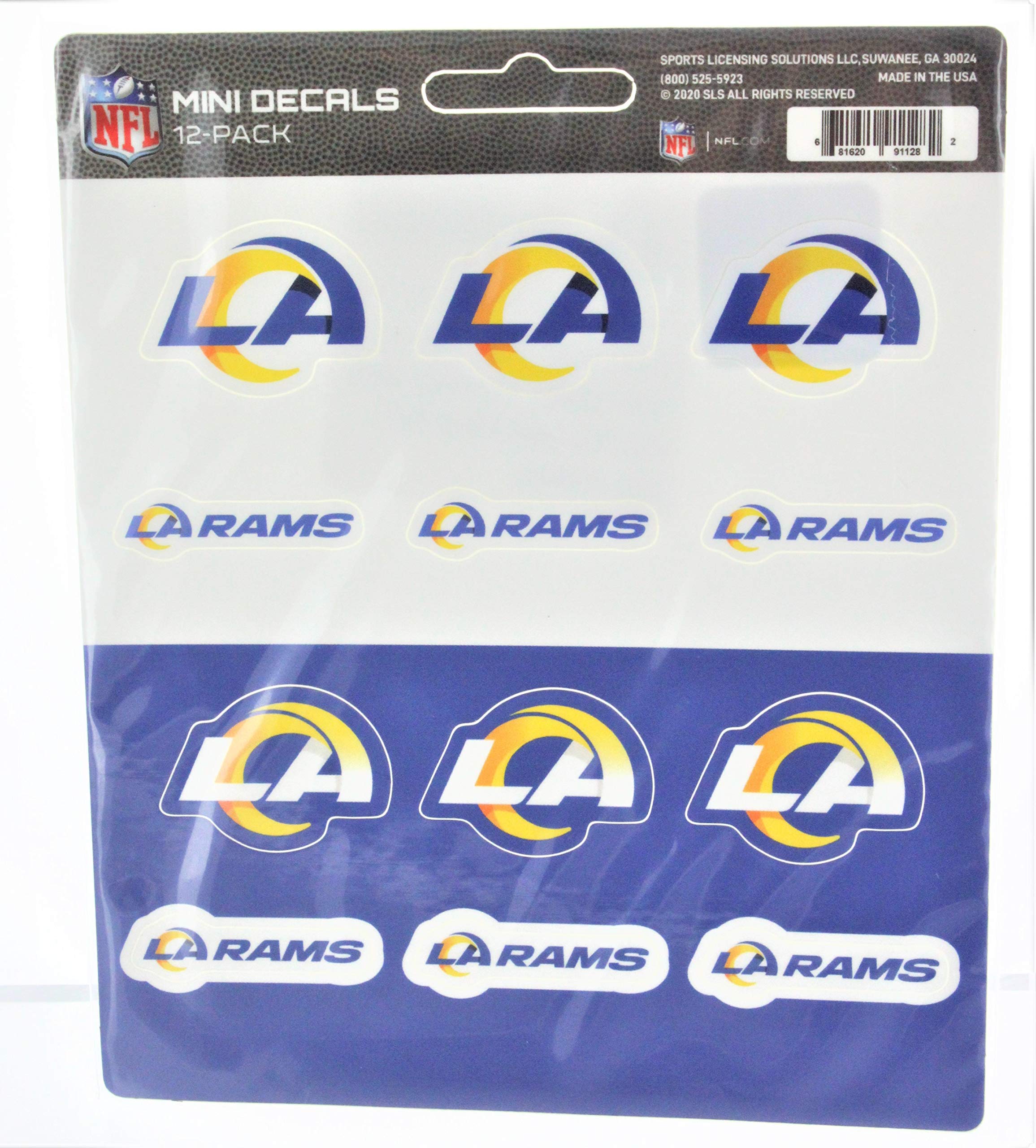 Snapklik.com : 61137 Los Angeles Rams 12 Count Mini Decal Sticker Pack