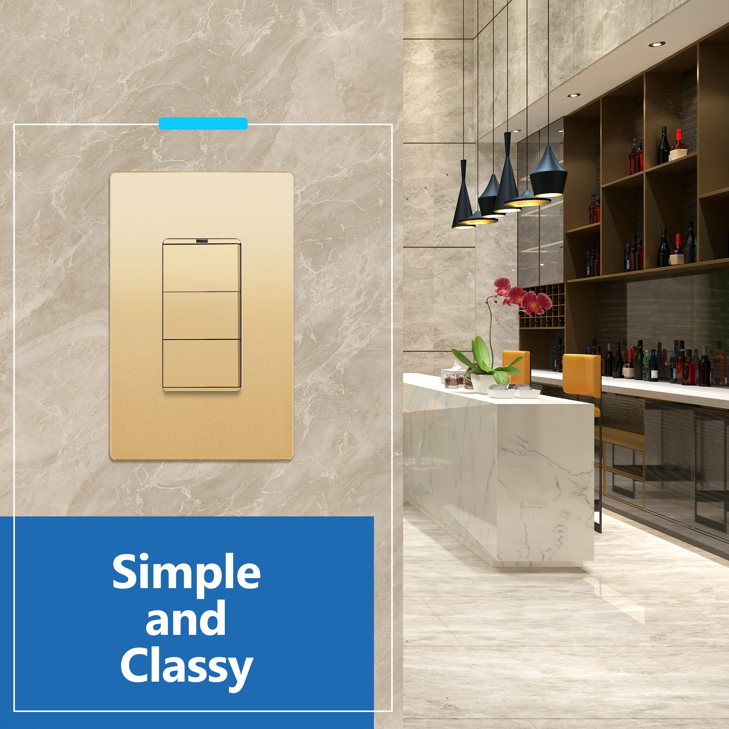 Snapklik.com : LIDER Minimalist Design Matte Finish Lighted Triple Switch