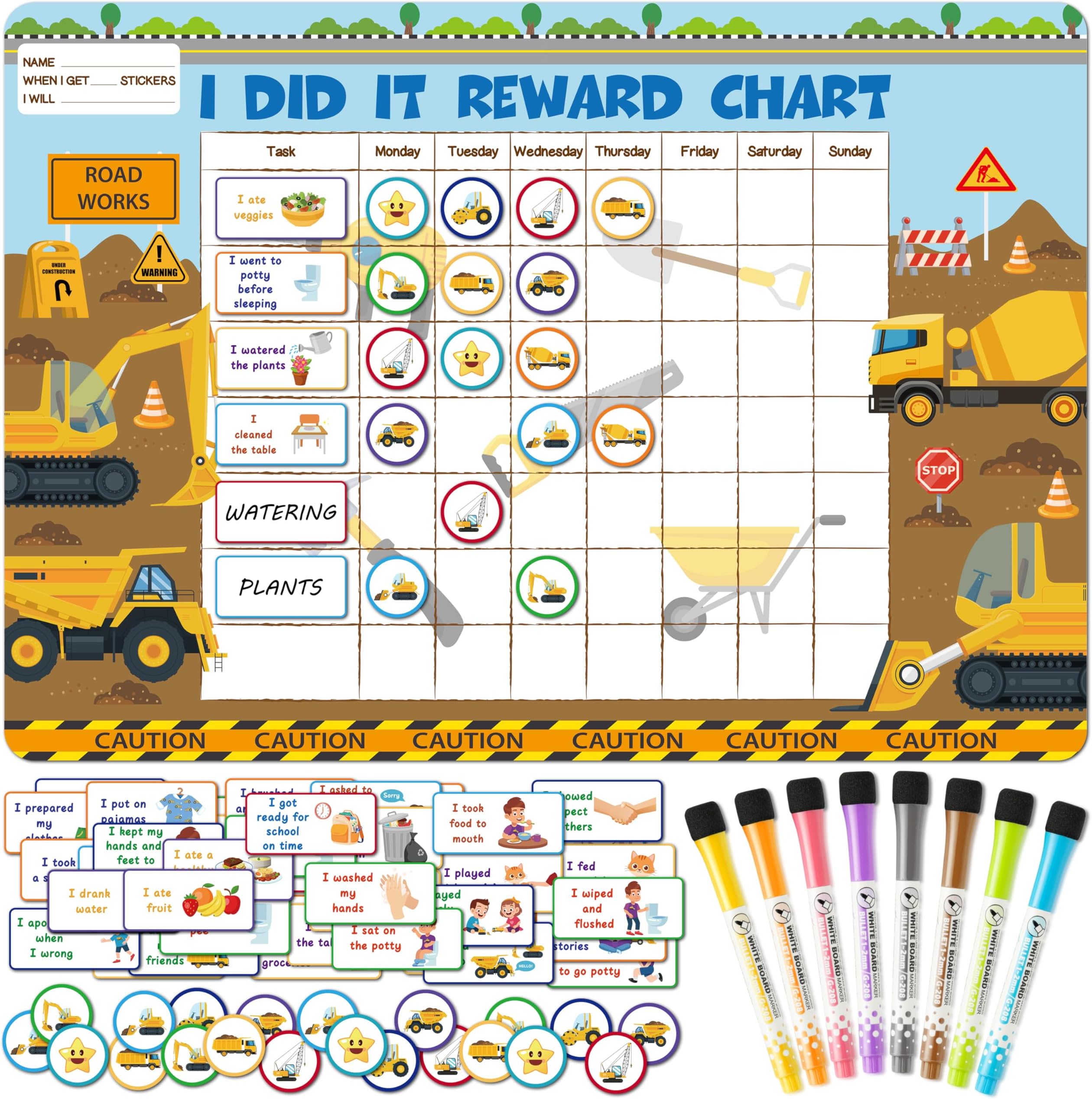 Amazon.com: WATINC 145Pcs Construction Magnetic Behavior Chart Set ...