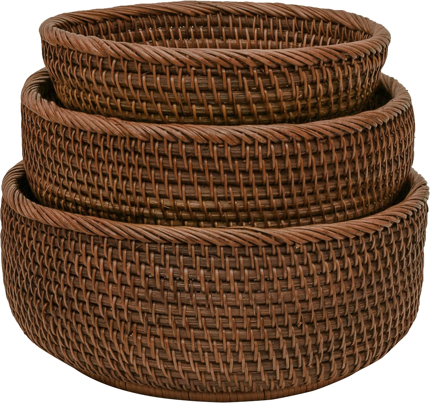 Amazon.com - Rattan Wicker Storage Baskets for Fruit Organizing Kitchen ...