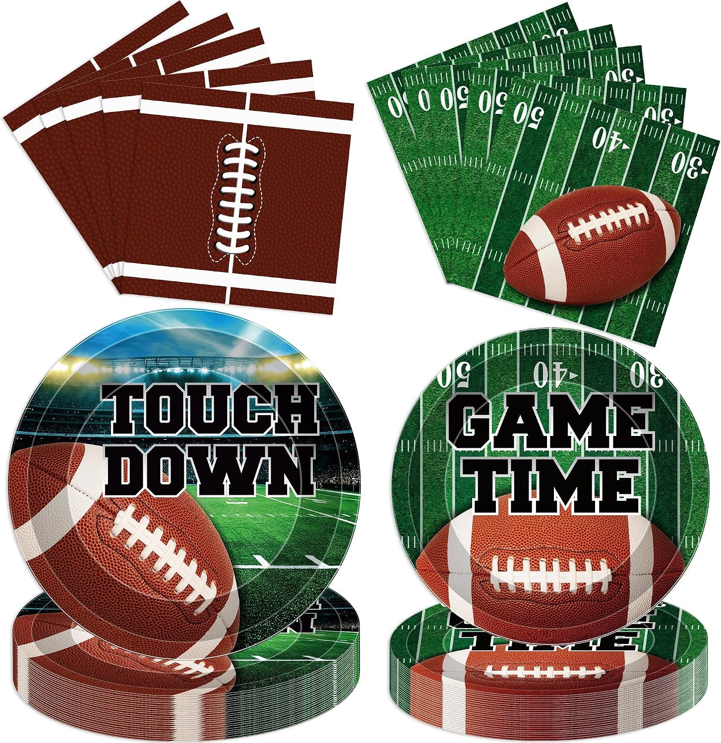 Amazon.com: 150 Pcs Football Plates and Napkins, Game Day Touchdown ...