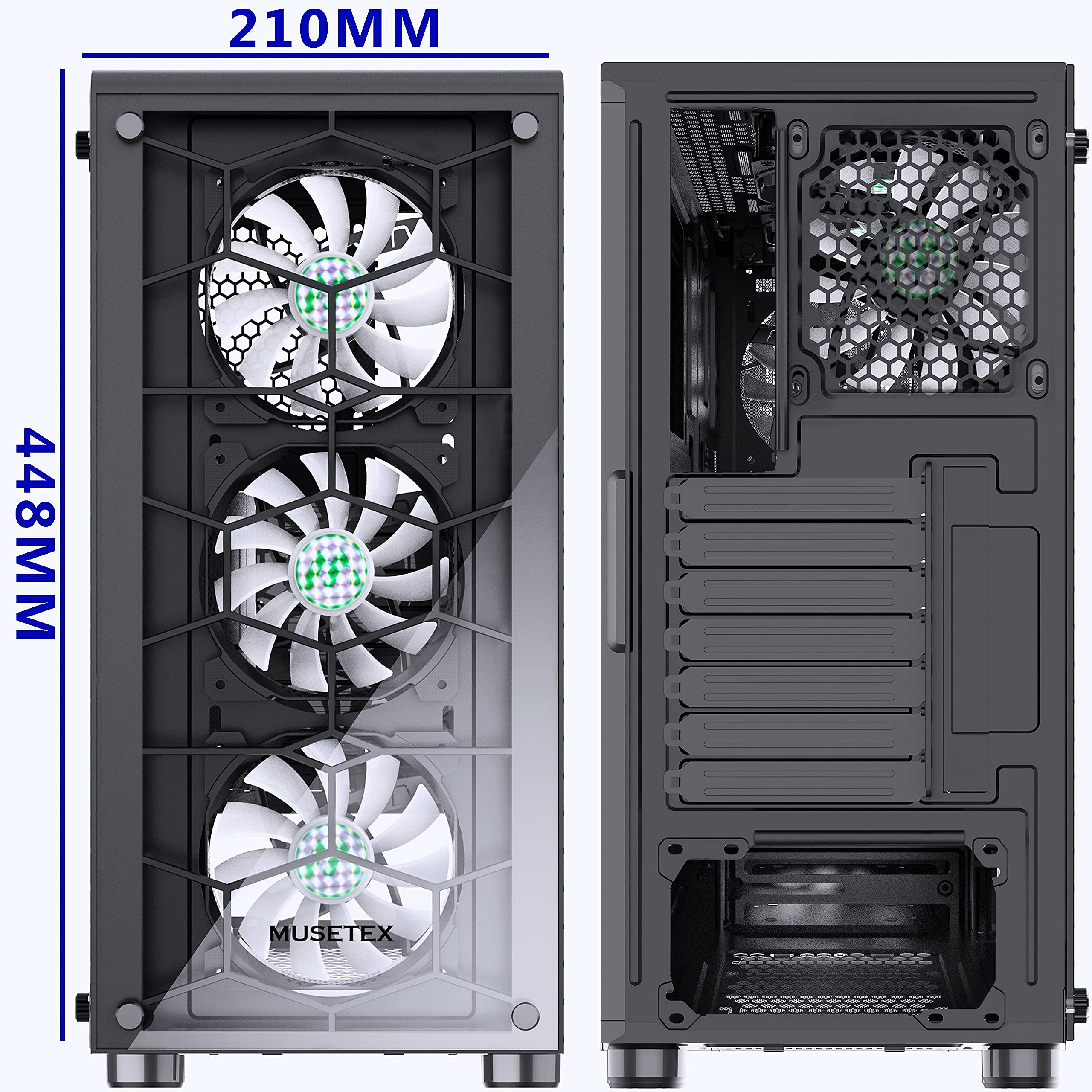 Snapklik.com : MUSETEX 6pcs ARGB Fans Pre-Installed, USB 3.0 Tempered ...