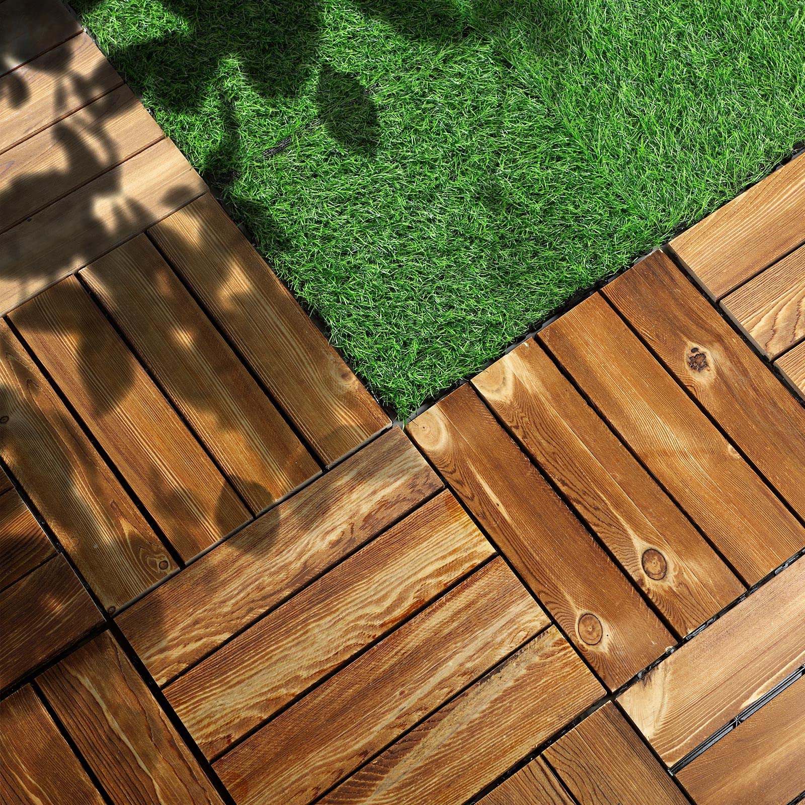 Outdoor Wood Interlocking Deck Tiles