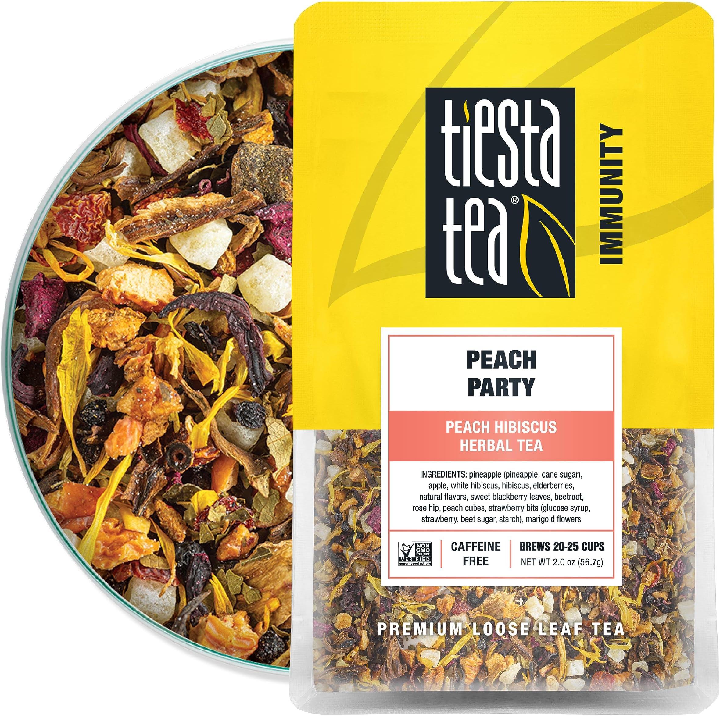 Amazon.com : Tiesta Tea - Peach Party | Peach Hibiscus Herbal Tea ...