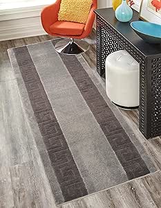 Amazon.com: Washable Custom Size Runner Rug Meander Design Grey and ...