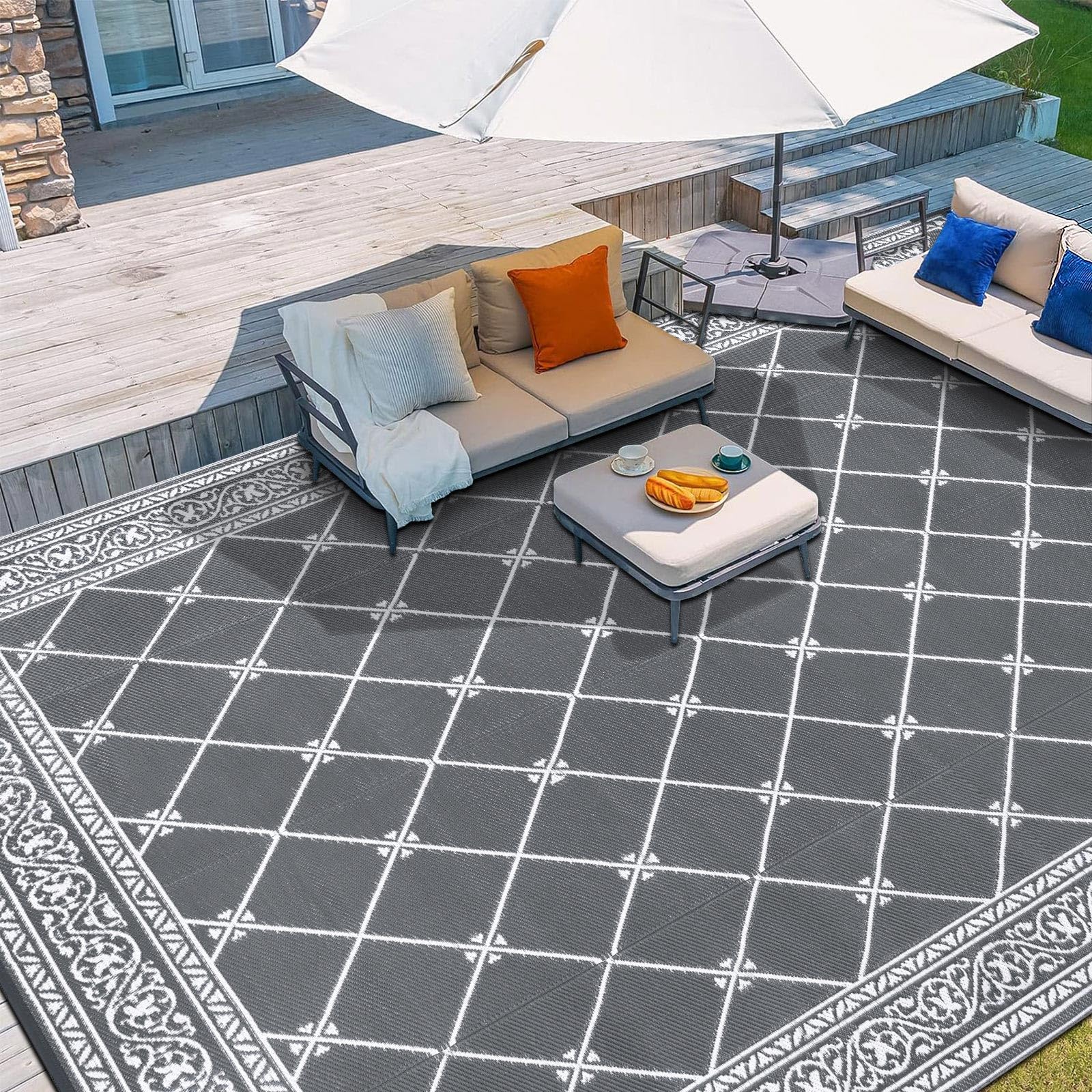 Amazon.com: HiiARug Outdoor Rugs 9'x12' for Patios Waterproof RV Mats ...