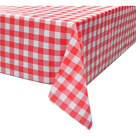 Amazon.com: Plastic Checkered Tablecloth | 6 Pcs Pack - 54” Wide x 108 ...