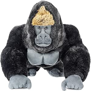 Amazon.com: Silverback Gorilla Stuffed Animal, Black King Kong ...