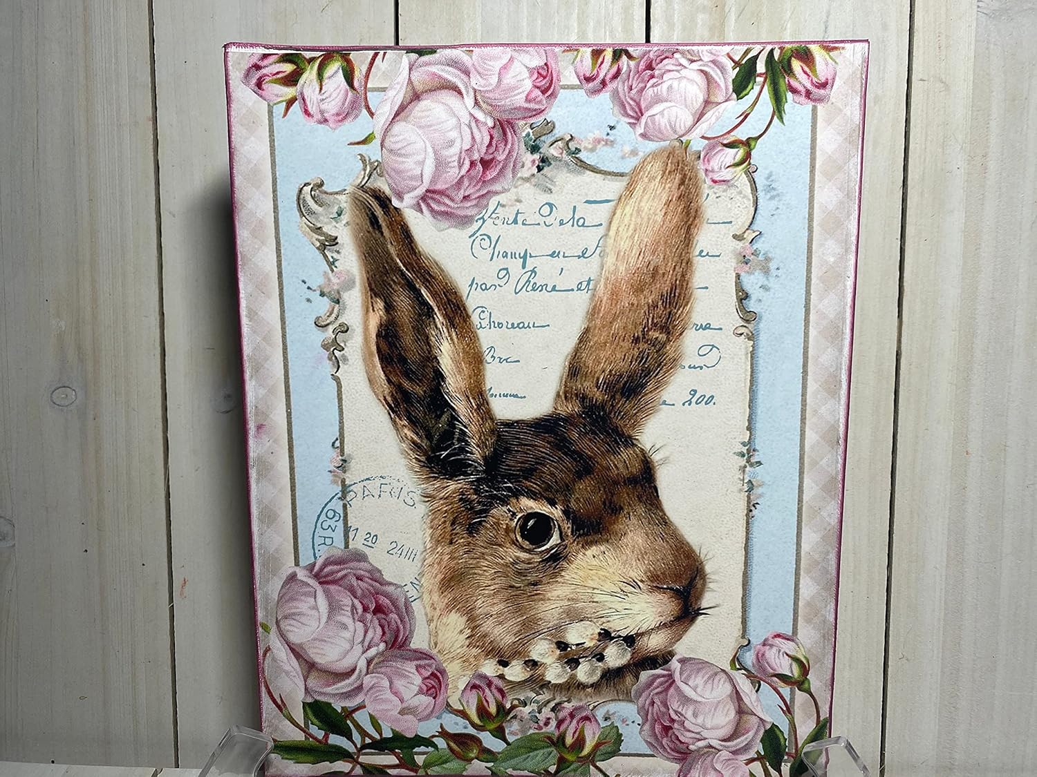 Amazon.com : HOUVSSEN Vintage Victorian Easter Bunny Rabbit Sign ...