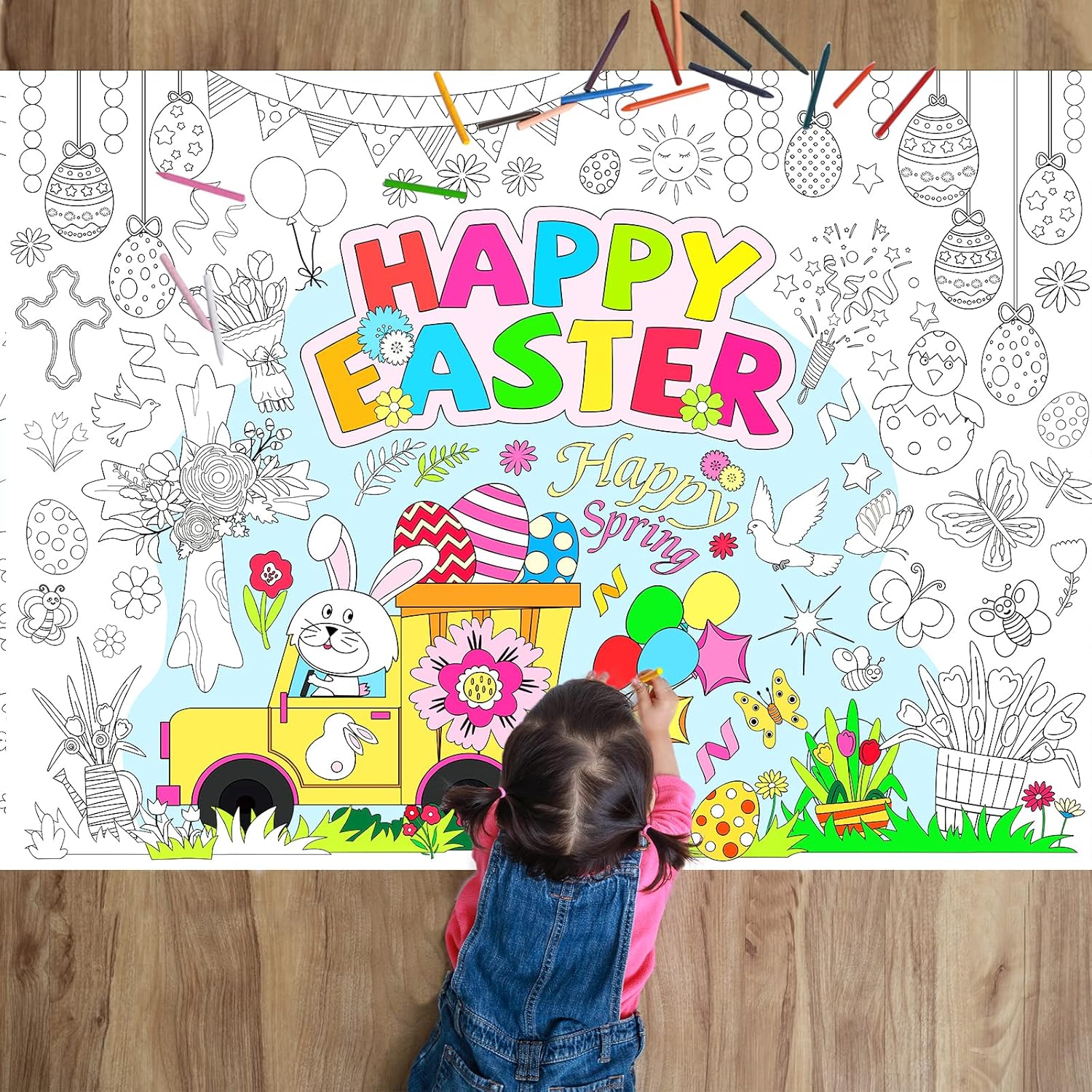 Amazon.com: Tevxj Easter Coloring Poster for Kids Giant Coloring Poster ...