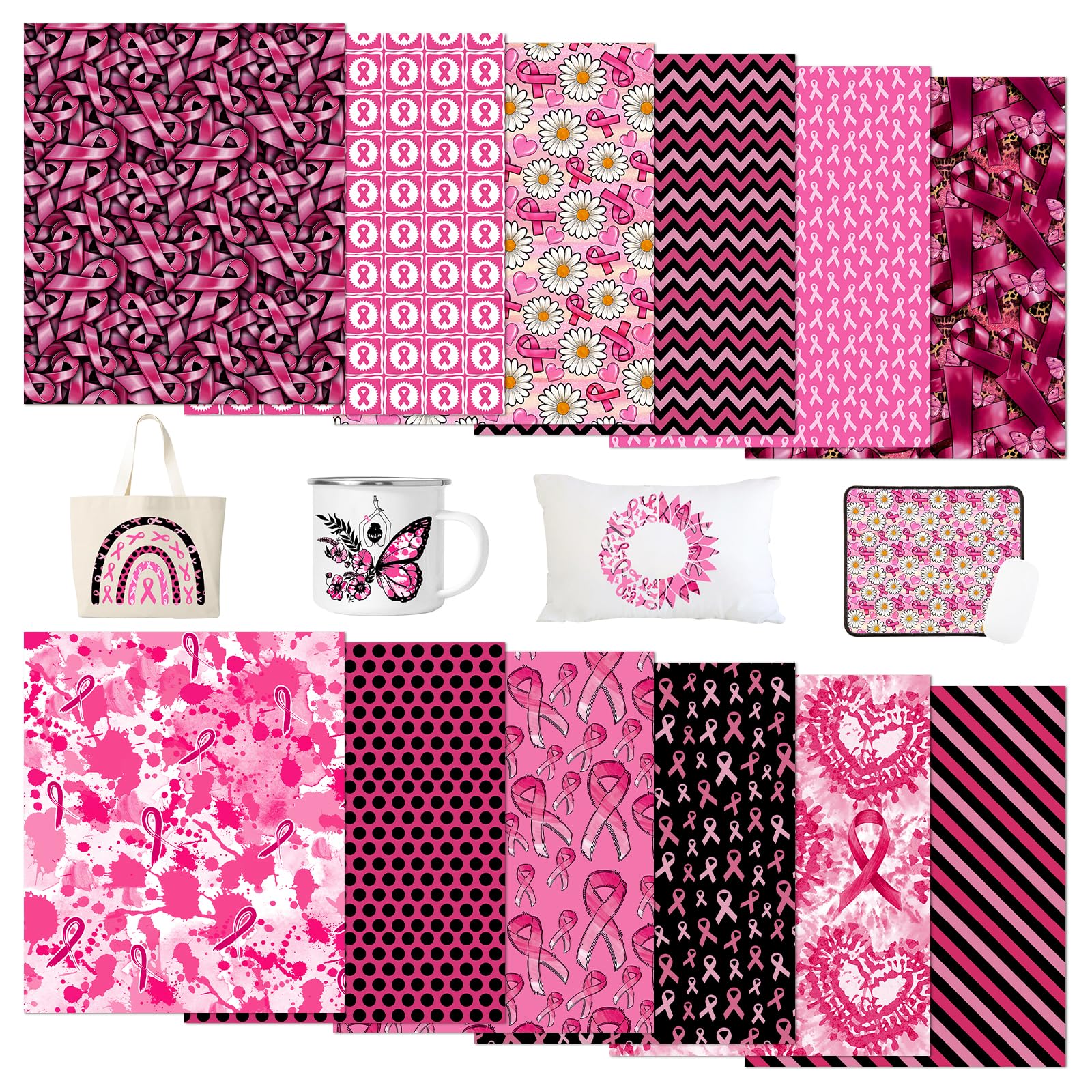 Tintnut Black Pink Ribbon Sublimation Ink Transfer Sheets - 12 Sheets ...