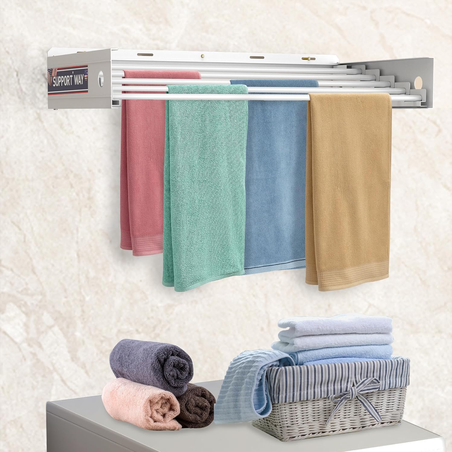 Amazon.com: Support Way Foldable Wall Mounted Drying Rack, 30'' Wide ...