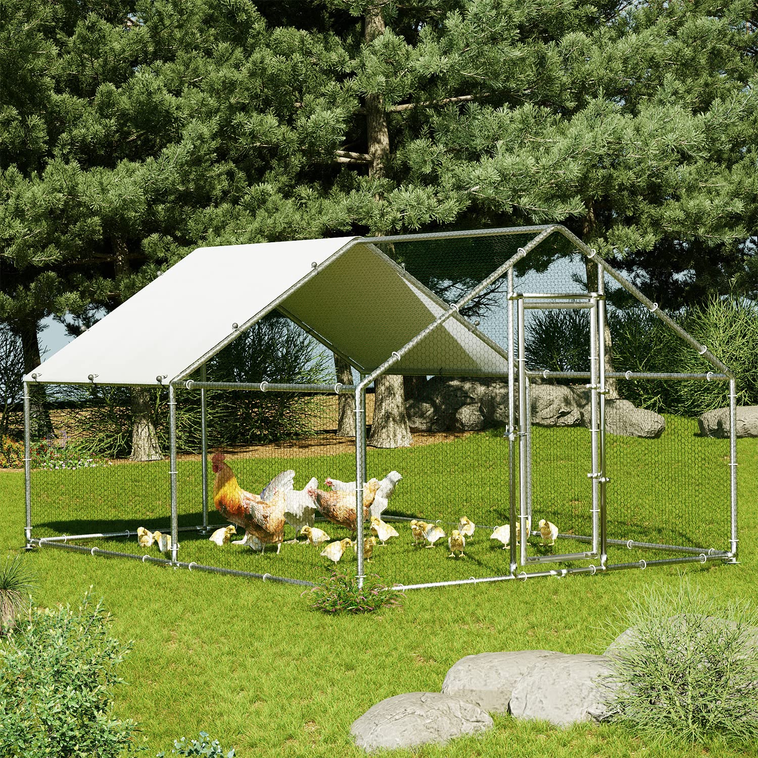 Snapklik.com : WAYTRIM Chicken Run Large Metal Chicken Coop Walk-in ...