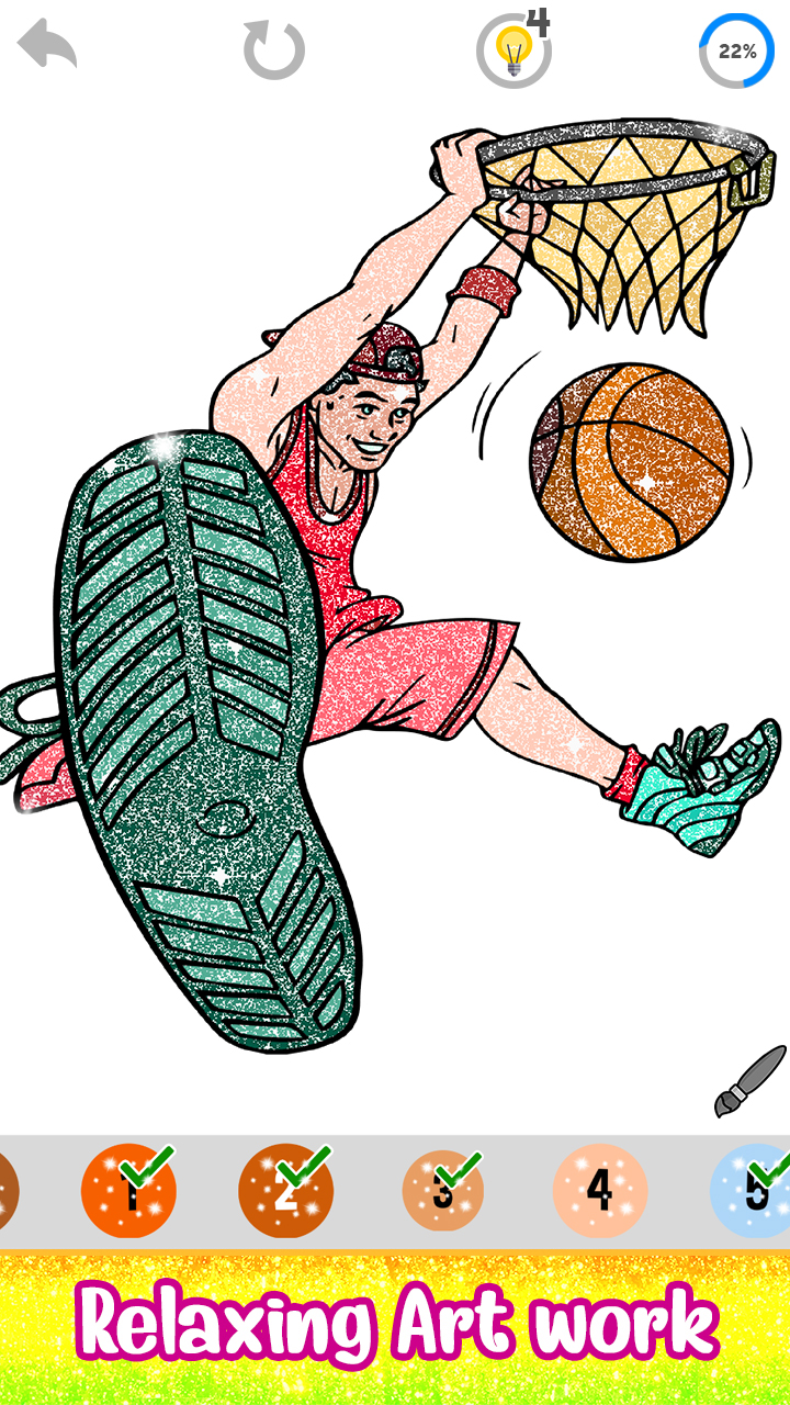 Basketball Color By Number - Glitter, Crayon Paint Book:Amazon.com ...