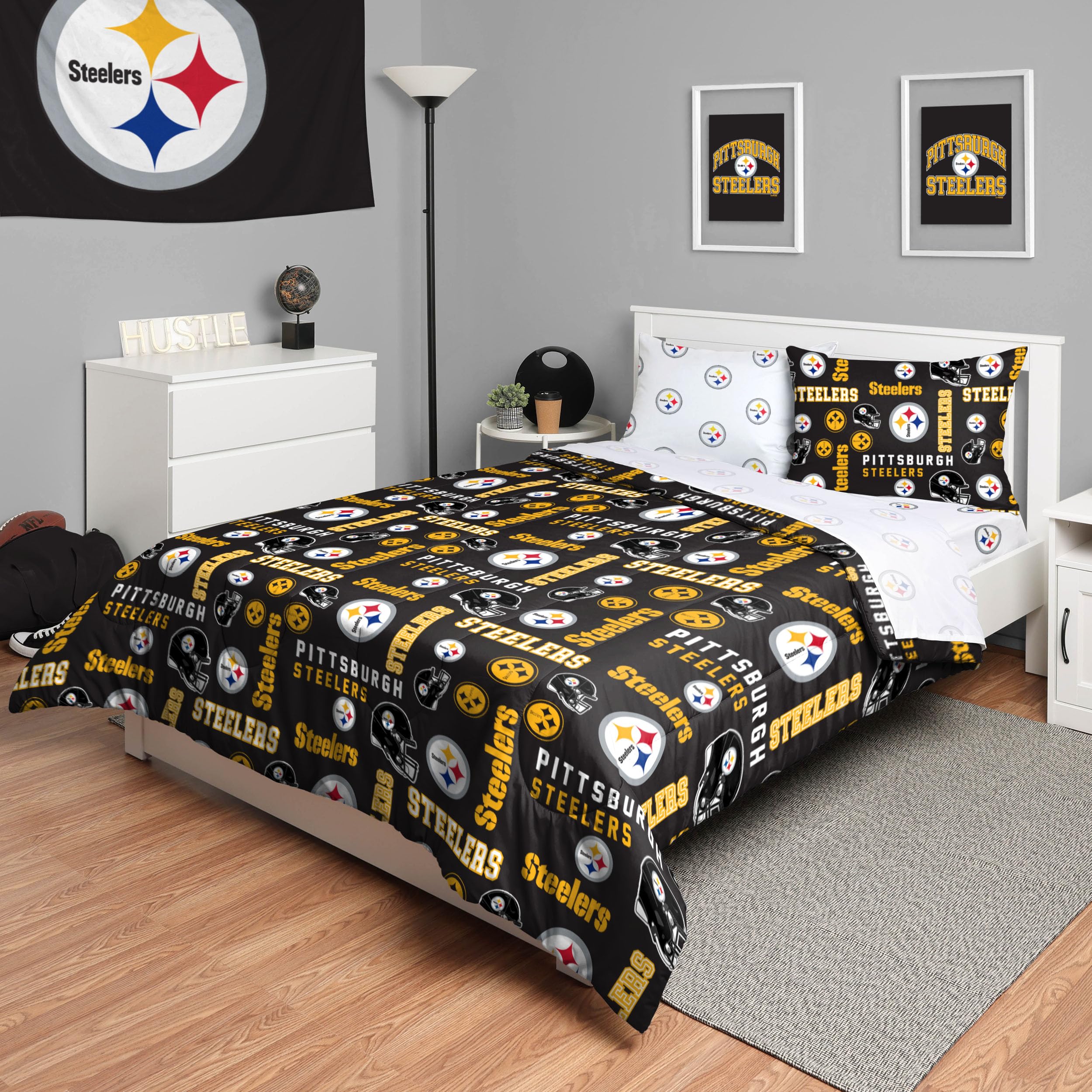 FOCO NFL Team Logo Bed in a Bag Comforter Sheets Pillow Cases Bedding 5 ...