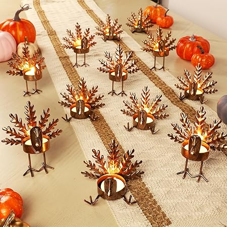 Amazon.com: FORUP 12 Pack Metal Turkey Tea Light Candle Holders ...