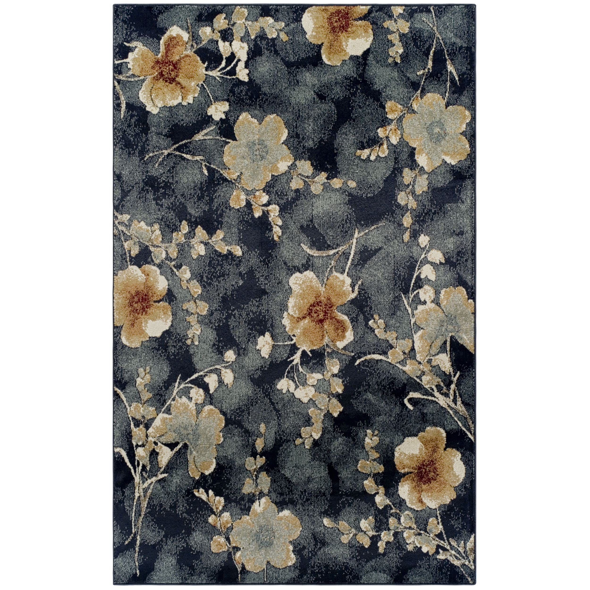 SUPERIOR Designer Fiore Area Rug, 2' x 3', Navy Blue