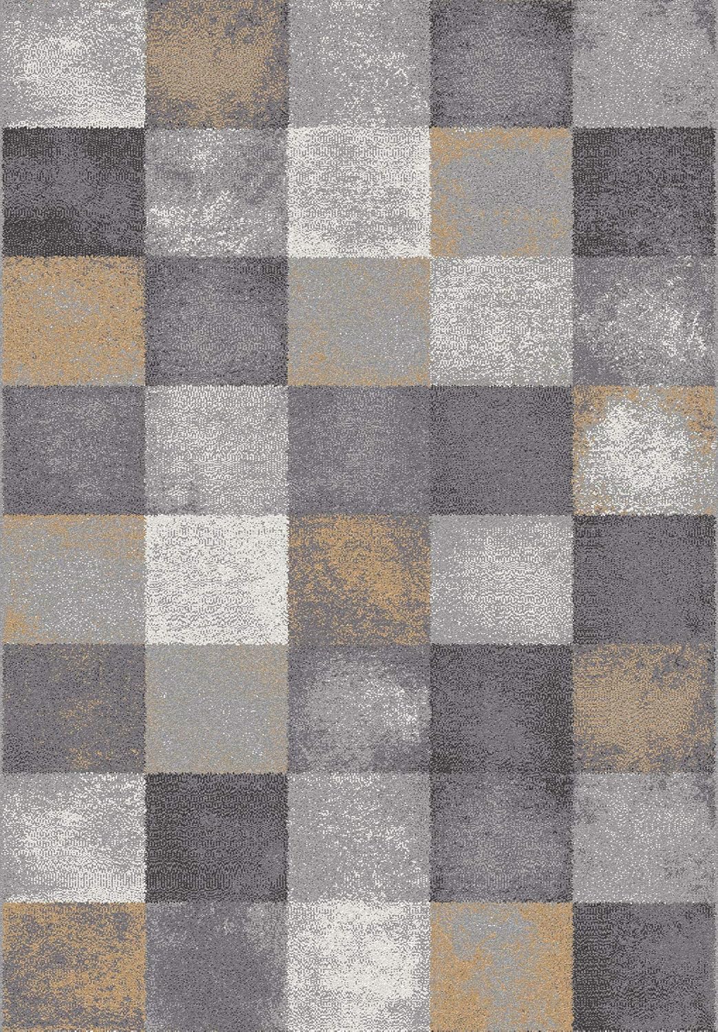 UNIVERSAL Modern Geometric Rug Amber Check Grey, 100% polypropylene ...