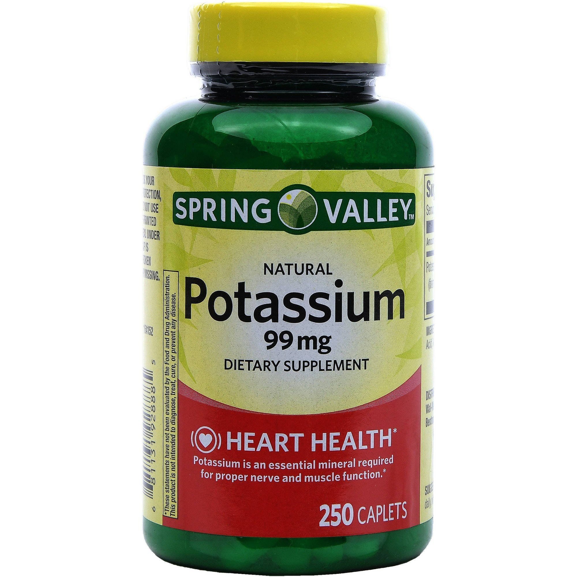Spring Valley Potassium 99 mg from Potassium Gluconate 595 mg (250 ...