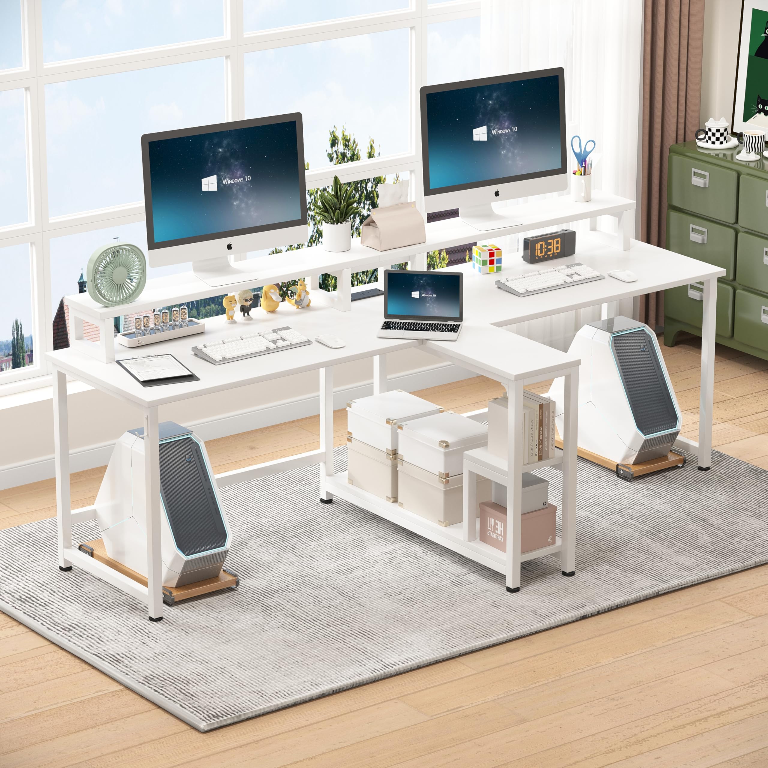 Amazon.com: MUTUN Two Person Desk, 83.7 Inch Computer Office Double ...