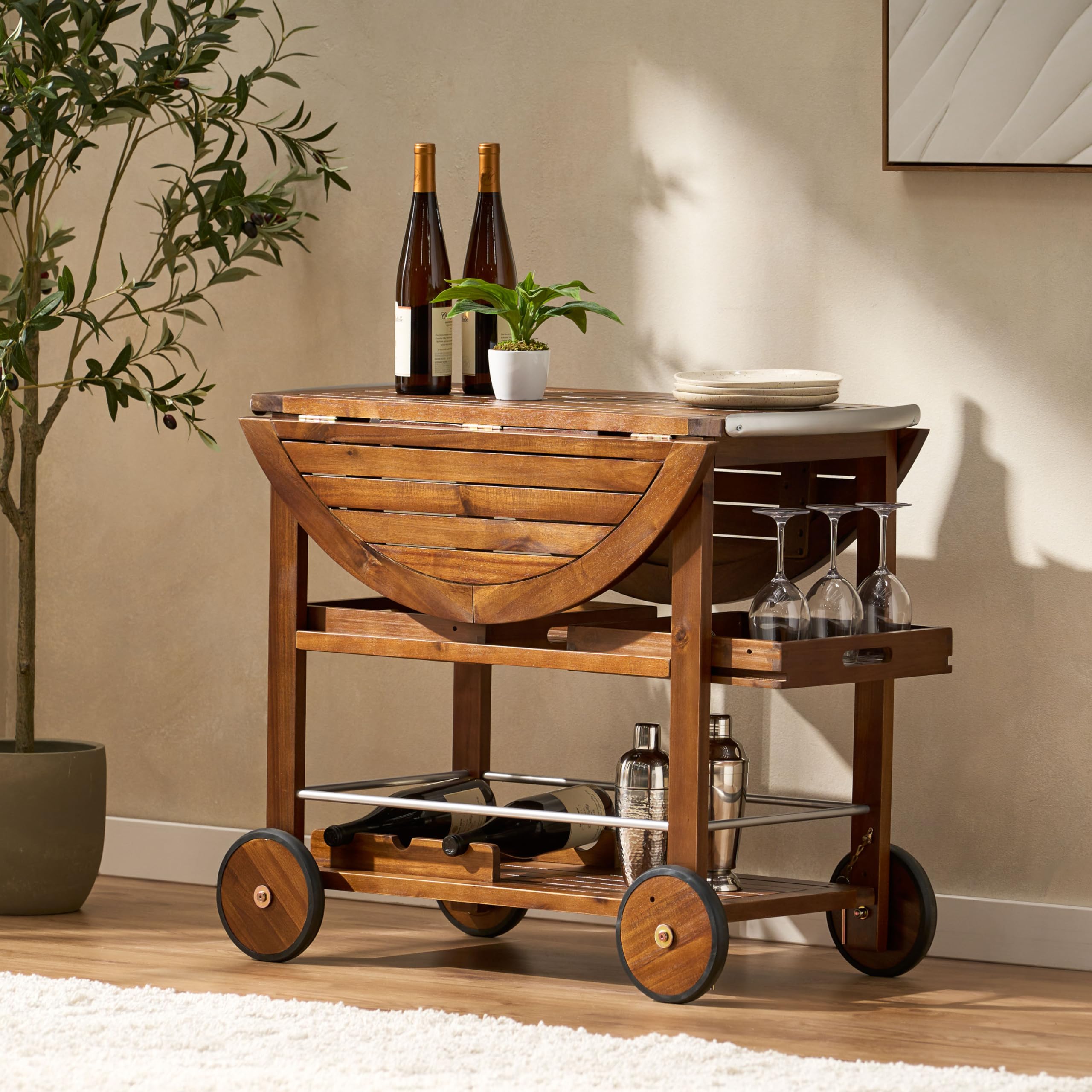 Amazon.com - Dapedomal Kitchen Butcher Block Cart - Acacia Wooden Bar ...