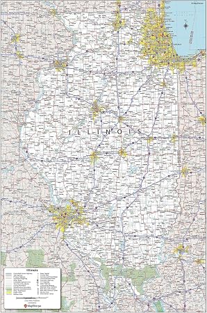Amazon.com: MapSherpa: Illinois State Wall Map - 24 x 36 inch Poster ...