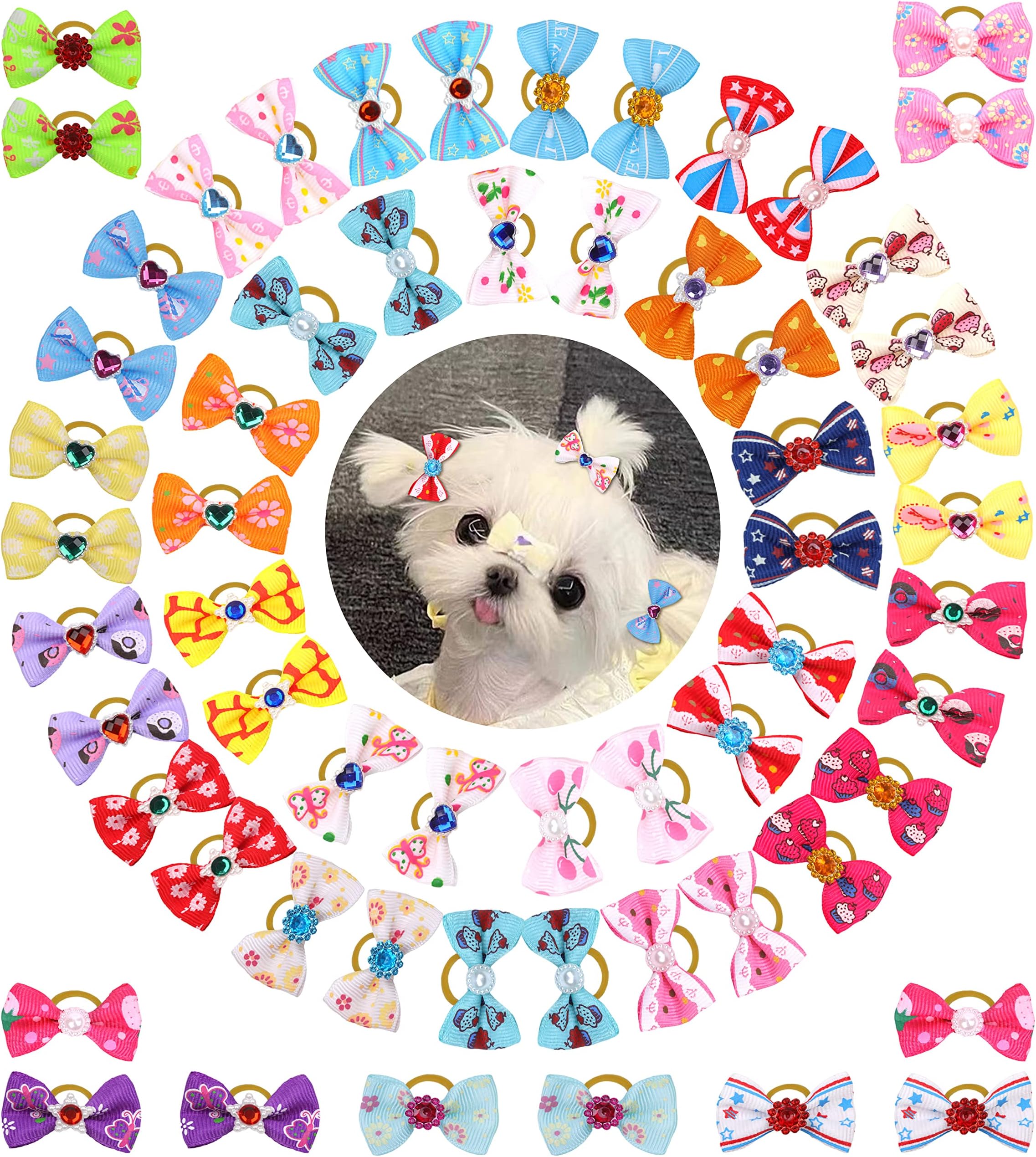 Amazon.com: PET SHOW 0.98inch*0.39inch Tiny Small Dogs Hair Bows With ...