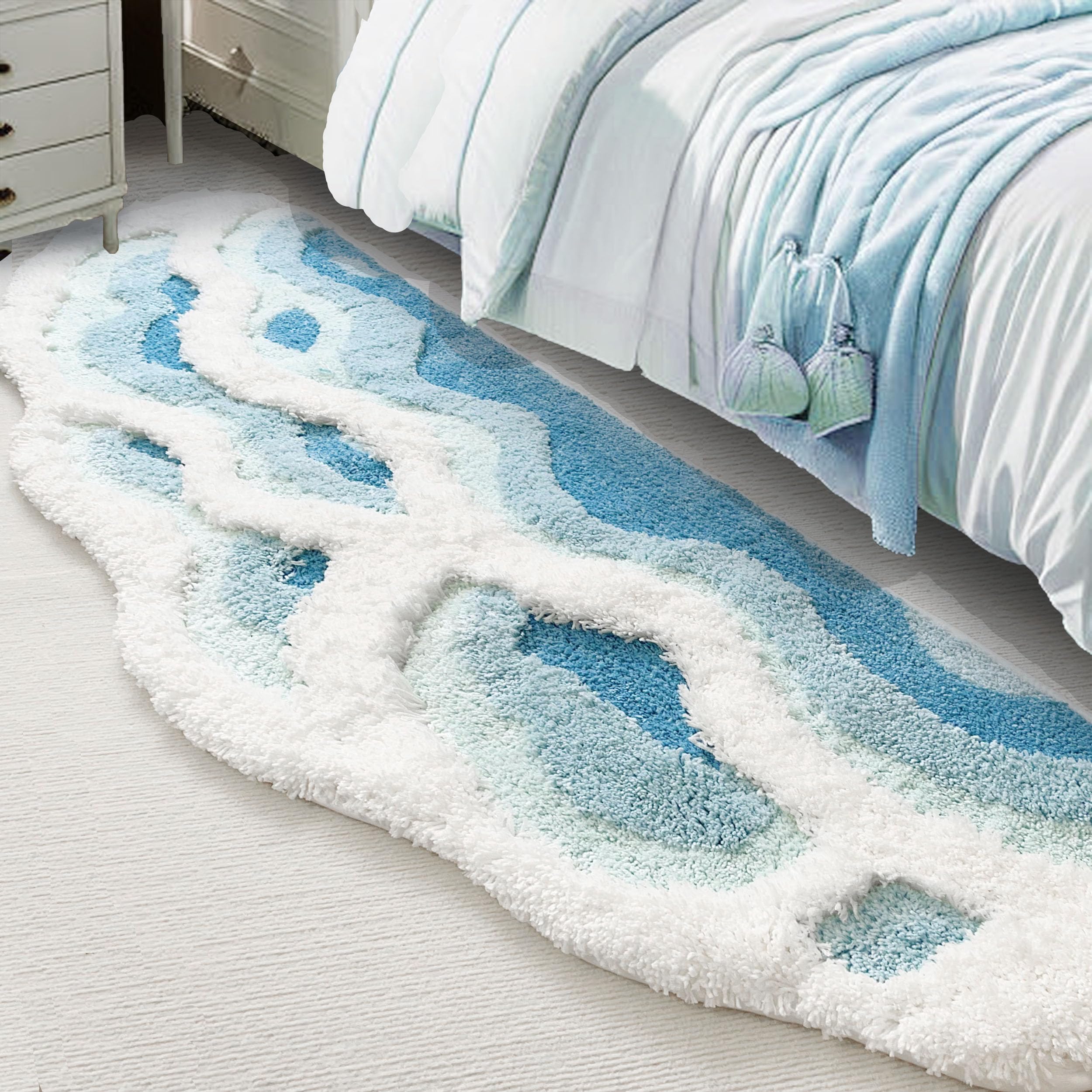 Amazon.com: DyeFury Blue Ocean Wave Bath Mat, Cute Funky Bathroom Rugs ...