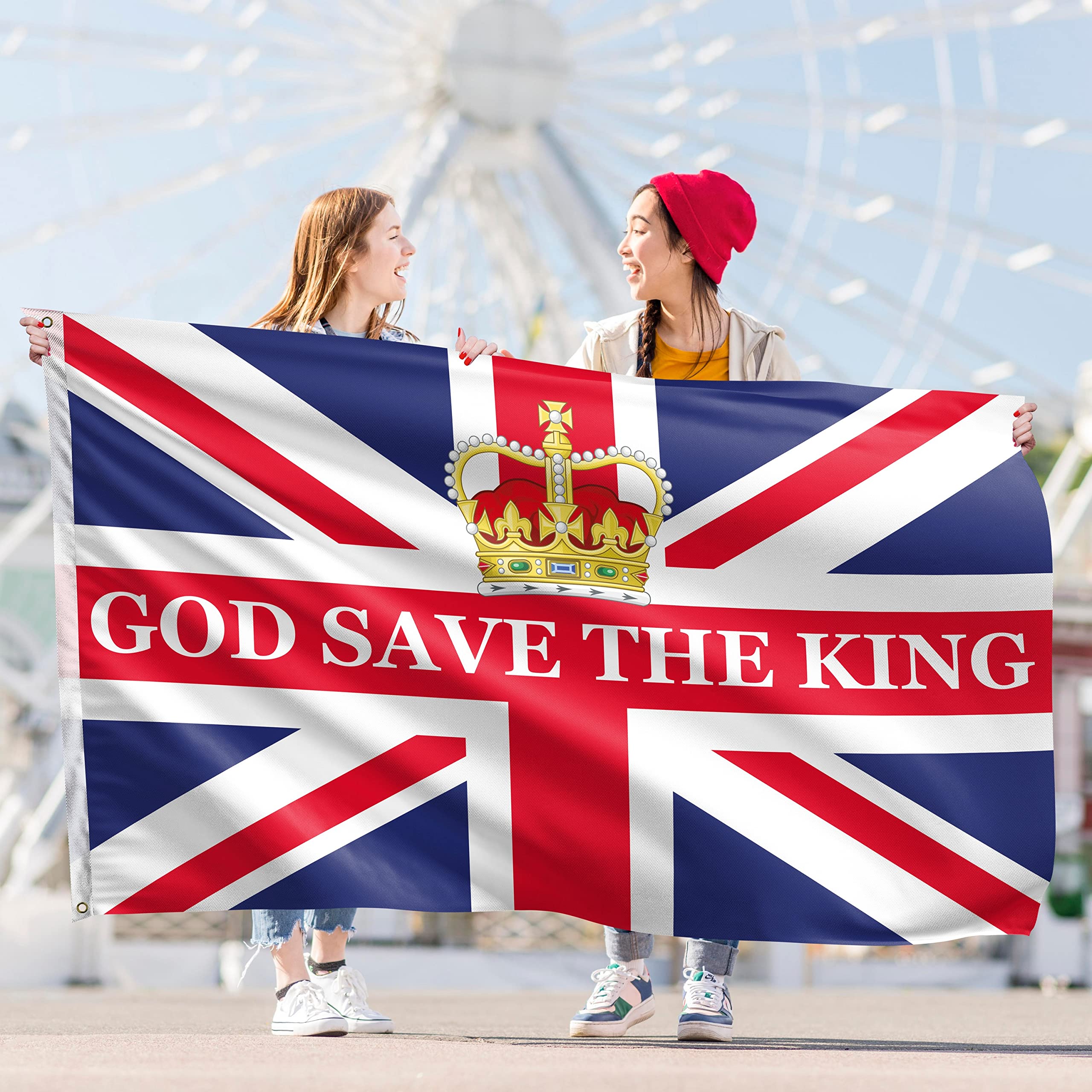 Union Jack Flag British Flag – UK Flag with Royal Coat of Arms – God ...